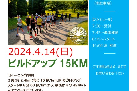 【サブ4～3.5向け】ビルドアップ15km(6分00秒～4分45秒/km) | e-moshicom（イー・モシコム）